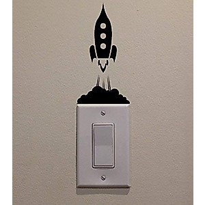 Rocket Ship on Light Switch Children's Room's Vinyl Wall Decal (3 X 5 Inches)