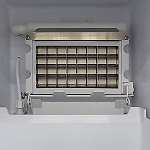 BRAMA Ice Maker Machine 50/lbs. Ice Daily Undercounter Built-in or Freestanding Stainless Steel Construction with Reversible Door and Auto Shut Off for Indoor or Outdoor Use, Metallic