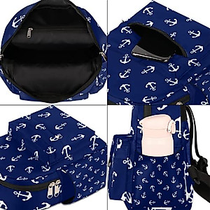 Anchor Nautical Theme Small Backpack for Women Girls, Mini Backpack Travel Casual Backpack Purse Satchel Daypack