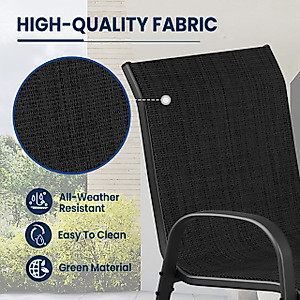 UDPATIO Outdoor Bar Stools of 2, All Weather Patio Bar Height Set, High Back Patio Stools & Bar Chairs for Backyard, Balcony and Pool, Black