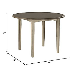 Hillsdale Clarion Wood Round Drop Leaf Dining Table, Sea White