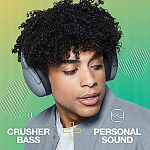 Skullcandy Crusher Evo Over-Ear Wireless Headphones with Sensory Bass, 40 Hr Battery, Microphone, Works with iPhone Android and Bluetooth Devices - Chill Grey