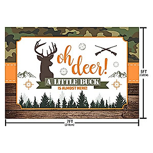 ABLIN 7x5ft Oh Deer Baby Shower Backdrop A Little Buck is Almost Here Baby Shower Party Decorations Mountain Jungle Photography Background Photo Booth Props Banner Vinyl