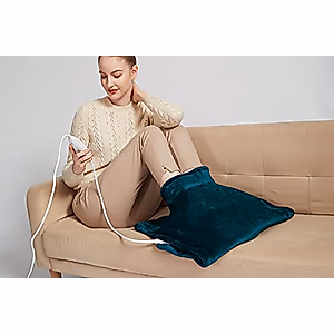 Ruqiji 26" x 35" Neck&Shoulder&Back Heating Pad with Fast-Heating Technology&10 Temperature Settings, Flannel Electric Heating Pad/Pain Relief for Back/Neck/Shoulders/Menstrual Pain/Cramp (Dark Teal)