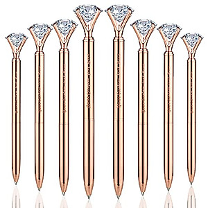 HH-STUDIO CUSTOM Rose Gold Diamond Ballpoint Pens with Big Colorful Diamond Bling Metal Ballpoint Pen Office Supplies Gift Pens For Christmas Wedding Birthday, ROSGOLD