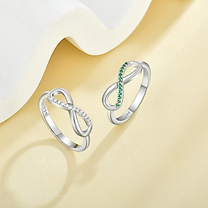 YL Infinity Rings 925 Sterling Silver Engagement Ring Cubic Zirconia Anniversary Jewelry for Women-size8