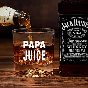 PONPUR "PAPA Juice Whiskey Glass Fathers Day, Funny Dad Birthday Gifts for Men Dad Grandpa Papa, Unique Gift from Daughter Son Kids, Cool Gag Bourbon Gift Ideas, Christmas Stocking Stuffers