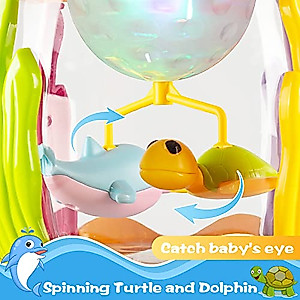 Ednzion Baby Toys 6 to 12 Months - Ocean Rotating Light Up Infant Toys 6-12 Months, Tummy Time Toys for Babies 6-12 Months, 1 Year Old Boy Girl Gifts, Musical Crawling Toy for 6M+ Toddlers