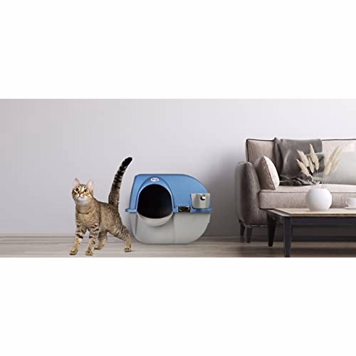 Omega Paw Premium Roll 'n Clean Litter Box Large, Peral Blue (PR-RA20-1)