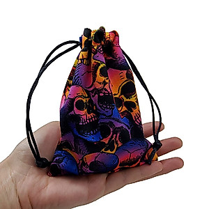 Rollooo Rainbow Skull DND Dice Set with Matching Velvet Drawstring Bag for Dungeons and Dragons Role Playing Table Game