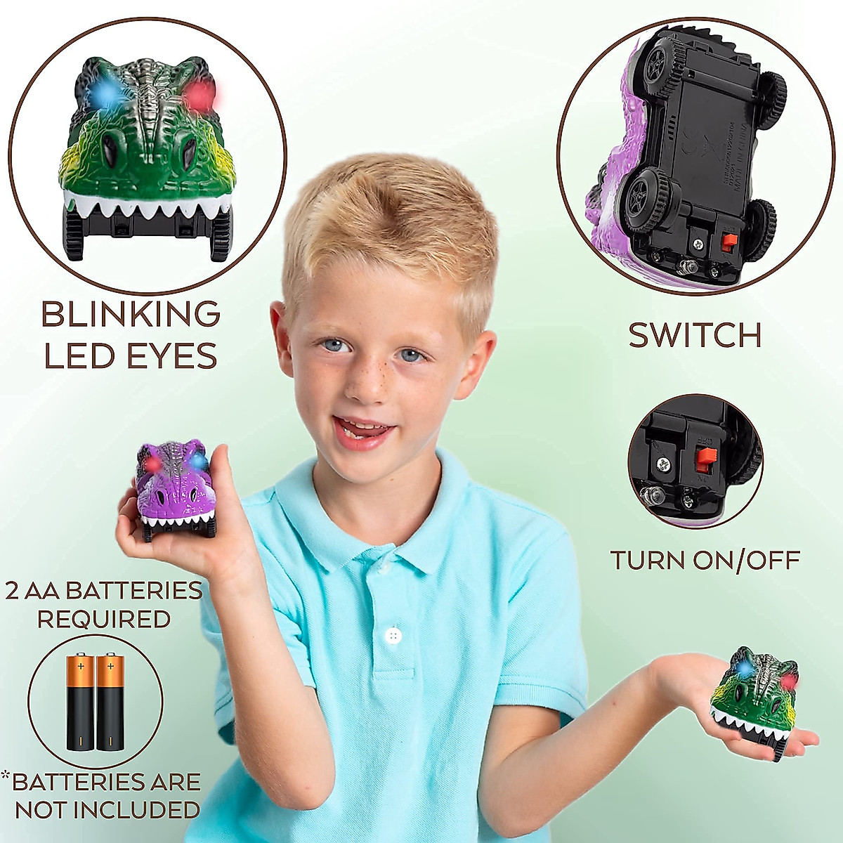 TOYLI Dinosaur Race Track Set 182 Pieces, Dino Track Flexible Dinosaur Road Race Playset with Bridge, Ramps, Dinosaur Track Toy Set is a Great 3 Year Old boy Gift.