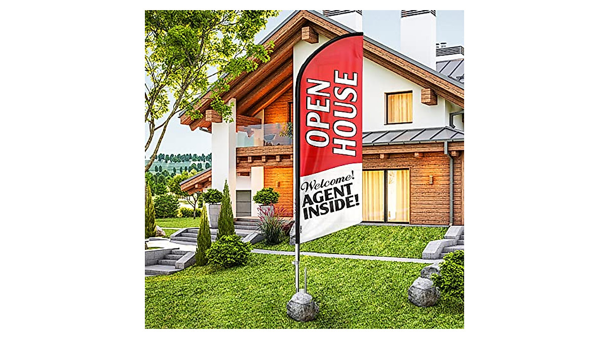 QSUM Large Open House Feather Flag Signs for Real Estate Agents