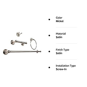 WholesalePlumbing 4-Piece Bathroom Hardware Accessory Set With 24" Towel Bar - Satin Nickel