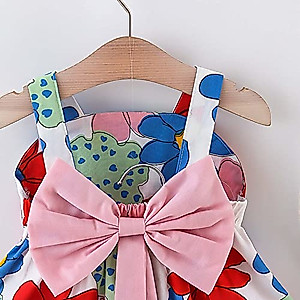 Baby Kids Girls Dot Print Dress Toddler Princess Dresses Big Bowknot Summer Backless Beach Sundress +Hat Set 6M-3Y (Pink #2, 18-24 Months)