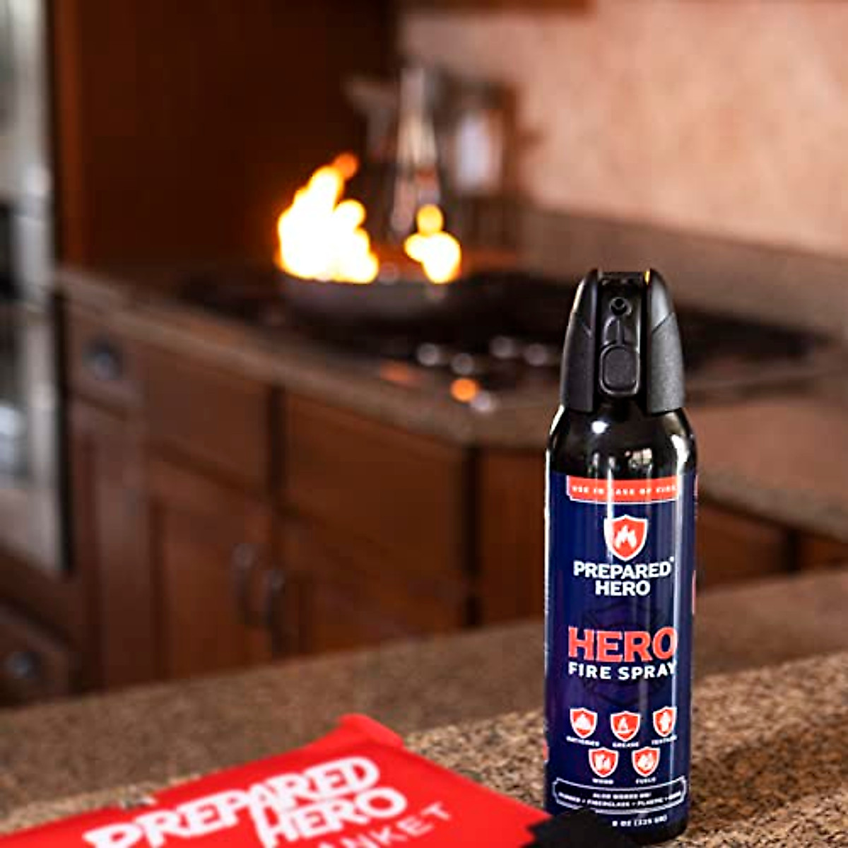 Prepared Hero Fire Spray - Mini Fire Extinguishers for House, Car, Garage - Kitchen Small Fire Extinguisher for Home, Made in USA, 100% Organic - Compact, Portable & Easy to Use, Non-Toxic - 2 Pack