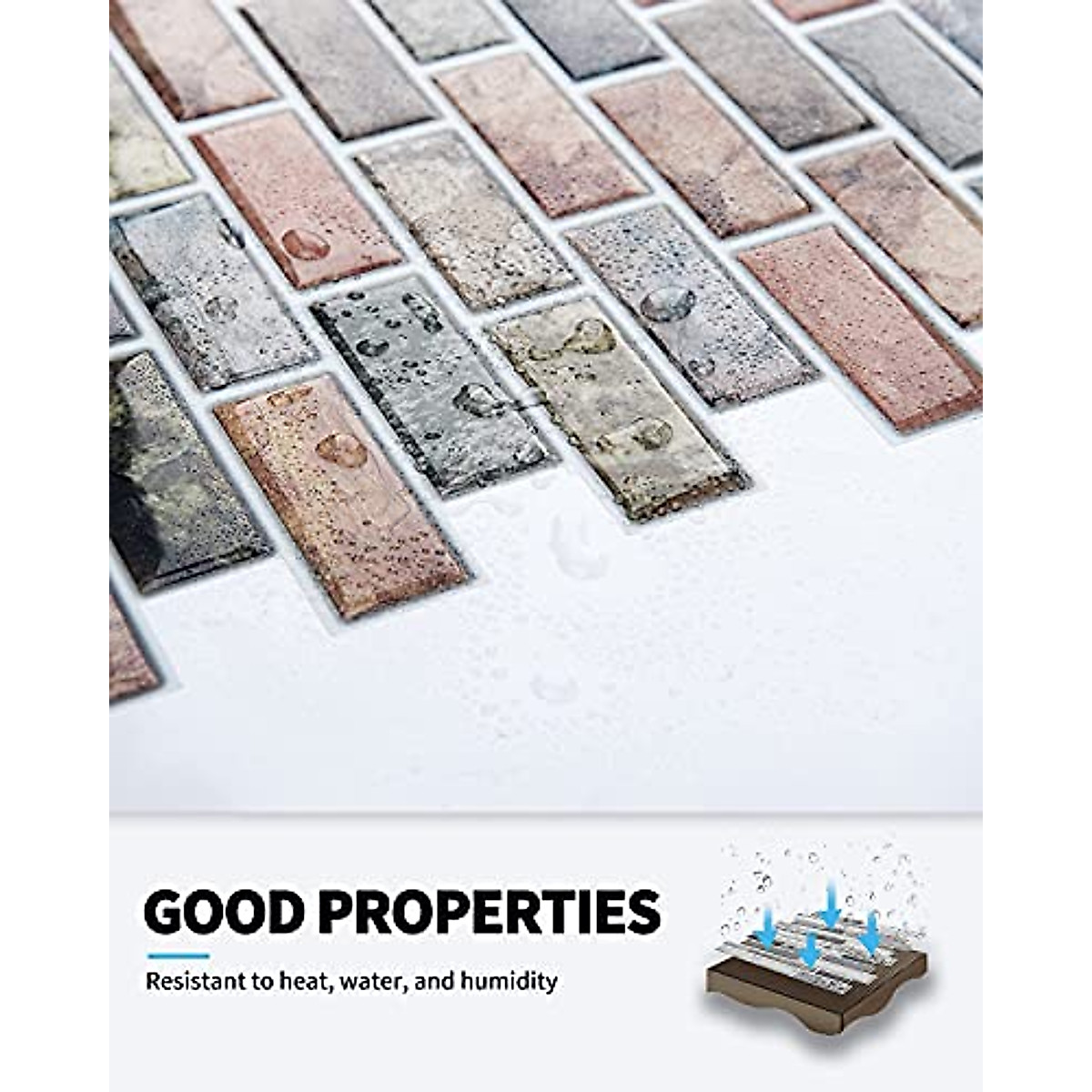 Art3d 10-Piece Peel & Stick Kitchen/Bathroom Backsplash Tiles, 12" X 12" Colorful Marble Tile Design