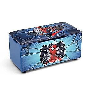 Delta Children Spider-Man Upholstered Toy Storage Bench for Kids | Perfect for Bedrooms and Playrooms