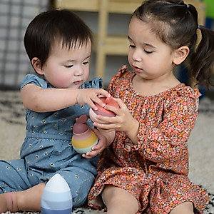 Rosie Bee Silicone Apple Stacker Toy for Kids, Toddlers, Babies - Baby Teether Toys, Stacking, Nesting, Sorting, Puzzle, Blocks, Travel, Bath, Sensory, Gift, Educational, Montessori