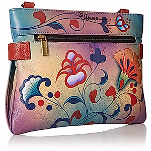 Anna by Anuschka womens Zip-top Organizer With Snap Side cross body handbags, Turkish Pottery, One Size US