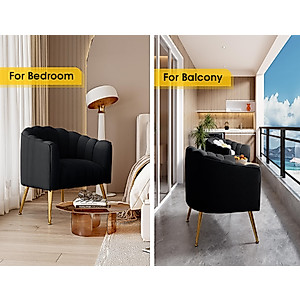 Dewhut Oversized Pumpkin Couch Accent Chair, Modern Comfy Velvet Upholstered Barrel Chairs, Luxury Single Sofa Armchair for Living Room, Waiting Room, Office and Vanity, (Black)