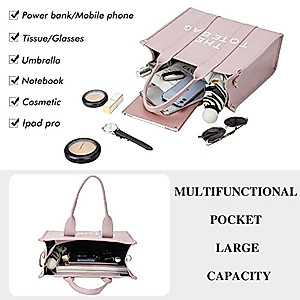 JQAliMOVV The Tote Bags for Women - Large PU Leather Tote Bag Trendy Travel Tote Bag Handbag Top-Handle Shoulder Crossbody Bags (Purple)