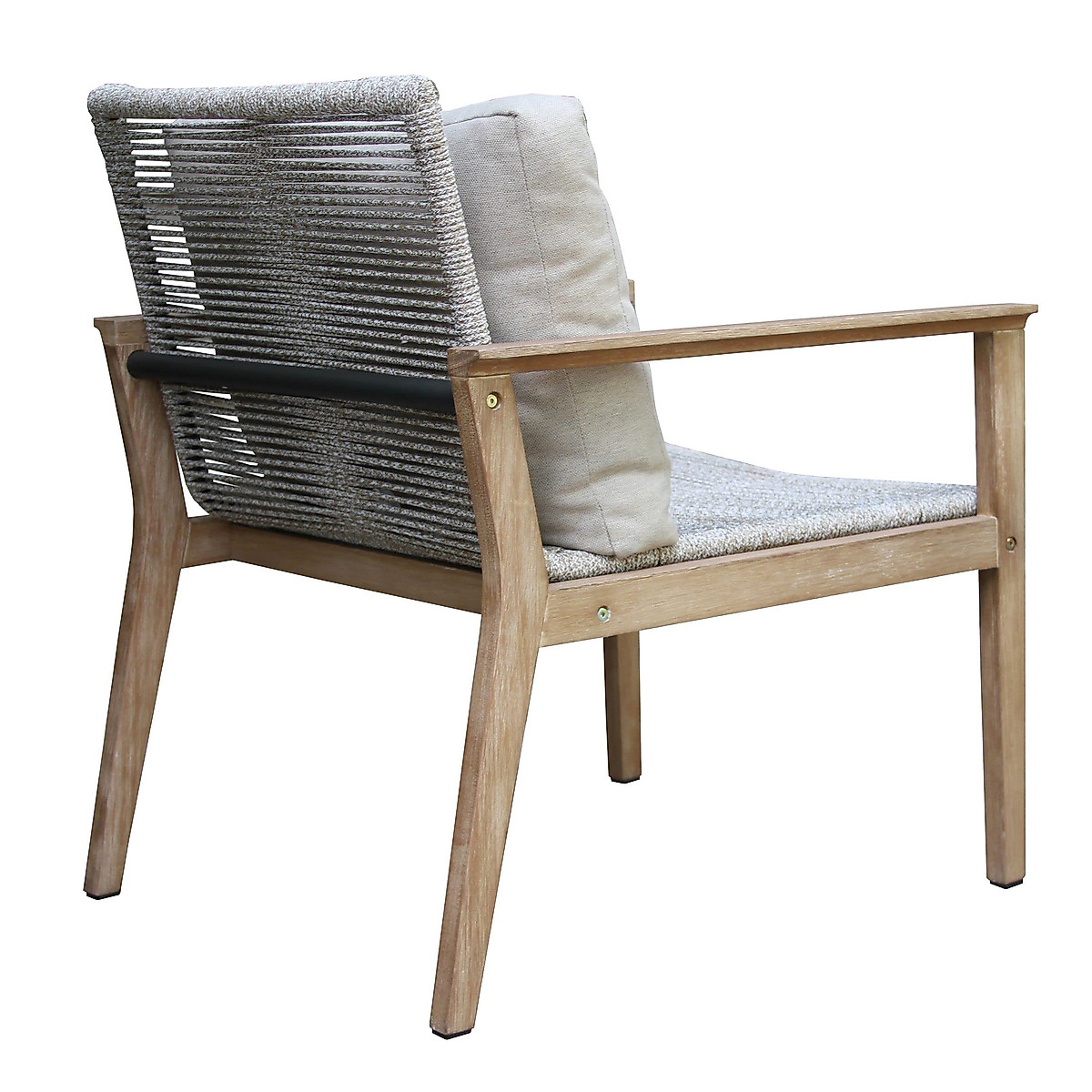 Outdoor Interiors Wheat Rope & Antique Wash Eucalyptus Lounge Chair, Set of 2