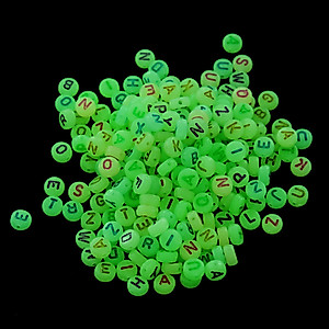 200pcs Luminous Acrylic Alphabet Letter Beads 7mm Glow in The Dark A-Z UV Letter Pony Beads Loose Spacer Beads Charms for DIY Necklace Bracelet Jewelry Making