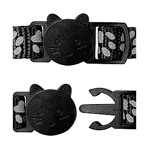 Taglory Reflective Cat Collars Breakaway with Bell, 2-Pack Girl Boy Pet Kitten Collar Adjustable 7.5-12.5 Inch, Black