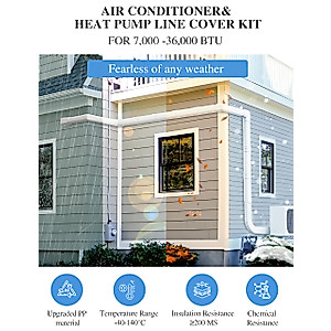 WEETALL 9 Ft Cover for AC Lines with Flexible Duct, Decorative Upgrade PP 3 Inch Line Set Cover for Ductless Mini Split Air Conditioner, Full Set Suitable for Heat Pumps Indoor & Outdoor