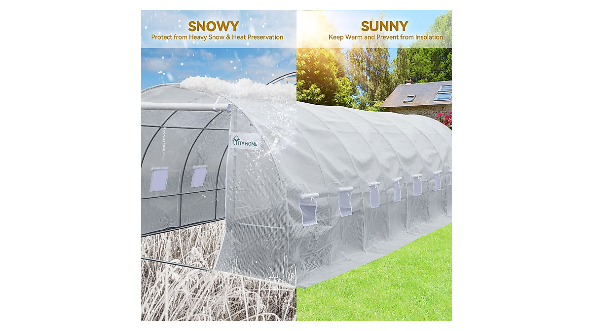 YITAHOME 26'x10'x7' Heavy Duty Greenhouses Large Walk-in Greenhouse ...