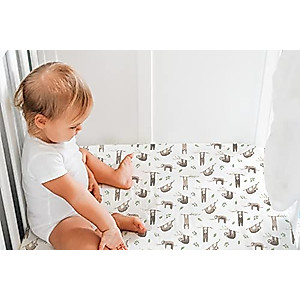 TotAha Premium Stretchy Crib Sheets (2-Pack)-Hypoallergenic, Silky Comfort, Buttery Soft, Calming Effect, All-Season Jersey-Knit Sheets, 28 X 52 X 9'' Extra Deep Pocket Police Car & Sloth