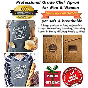 Saukore Funny Baking Aprons for Women Men, Cute Baking Gifts for Bakers, Kitchen Cooking Apron with 2 Pockets - Birthday Housewarming Mother's Day Gifts for Mom Wife Husband Dad Son Sister