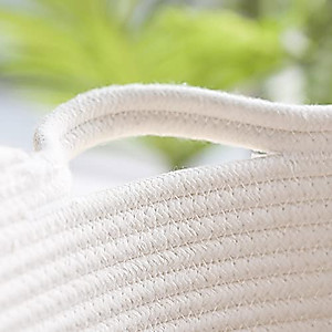 Goodpick Cotton Rope Storage Basket, Woven Round Basket with Handles for Toys, Blanket, Shoes, Large Jute Wicker Plant Basket for Living Room, Entryway, 16.0 x15.0 x12.6 inches