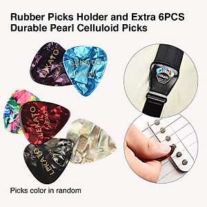 LEKATO Bass Guitar Straps for Electric Guitar & Bass 3" Wide Bass Strap Padded Guitar Straps Adjustable Length from 45" to 55" Bass Guitar Strap with Pick Holder 2 Safety Strap Locks & 6 Picks