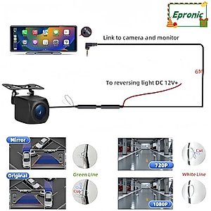 Epronic 4 Pin Backup Camera for Mirror Dash Cam and Carplay Screen Only Support AHD1080P and 720P, 4 Pin to 2.5mm Jack Vehicle Backup Camera Dash Cam Front/Rear View Camera 23 Ft Male Plug