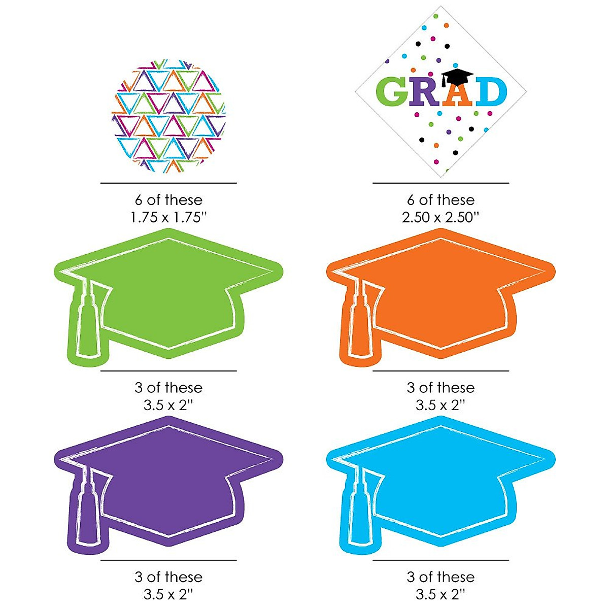 Big Dot of Happiness Hats Off Grad - DIY Shaped Graduation Party Cut-Outs - 24 Count