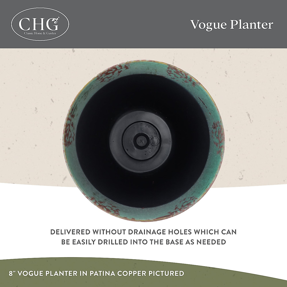 Classic Home and Garden 3/807G/1 Premiere Collection Planter, Vogue 8", Willow Green