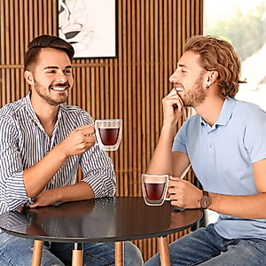 Eccliy 12 Pcs Espresso Cups, 5 oz 160ml Double Wall Insulated Glasses Cappuccino Glass Mugs Clear Coffee Mug Demitasse Cups for Espresso Shot Tea Juice Cappuccino Latte Borosilicate Glassware