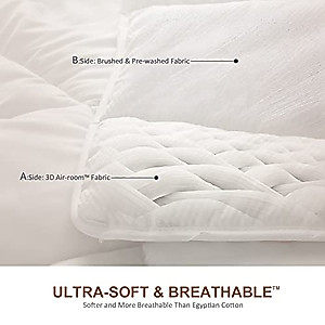 Oaken-Cat White Down Alternative Comforter Twin, All Seasons Ergonomic Bed Comforter - Ultra-Soft Plush Cloud Fluffy Microfiber Quilted Medium Warm Duvet Insert with Ties