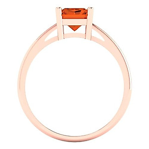 Clara Pucci 2.0 ct Emerald Cut Solitaire Red Simulated Diamond Engagement Bridal Promise Anniversary Ring 18K Rose Gold Size 8.75