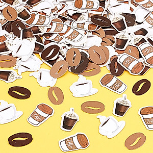 Coffee Confetti, 200pcs Coffee Cup Coffee Bean Confetti, Coffee Themed Bridal Shower, Baby Shower, Birthday Party Decorations, Coffee Table Decorations for Coffee Bar Coffee Lovers