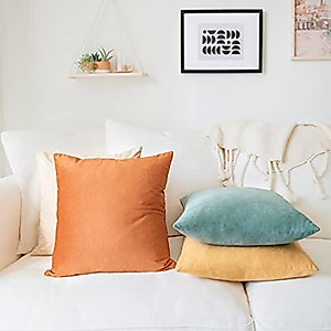 MONDAY MOOSE Decorative Throw Pillow Covers Cushion Cases, Set of 4 Soft Velvet Modern Double-Sided Designs, Mix and Match for Home Decor, Pillow Inserts Not Included (18x18 inch, Orange/Teal)