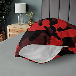 Body Pillow Case Cover, Red Camouflage Body Pillow, Soft Breathable Body Pillows for Adults Kids, 20x54 Inch Long Pillow Case for Sleeping, Side Sleeper, Bed