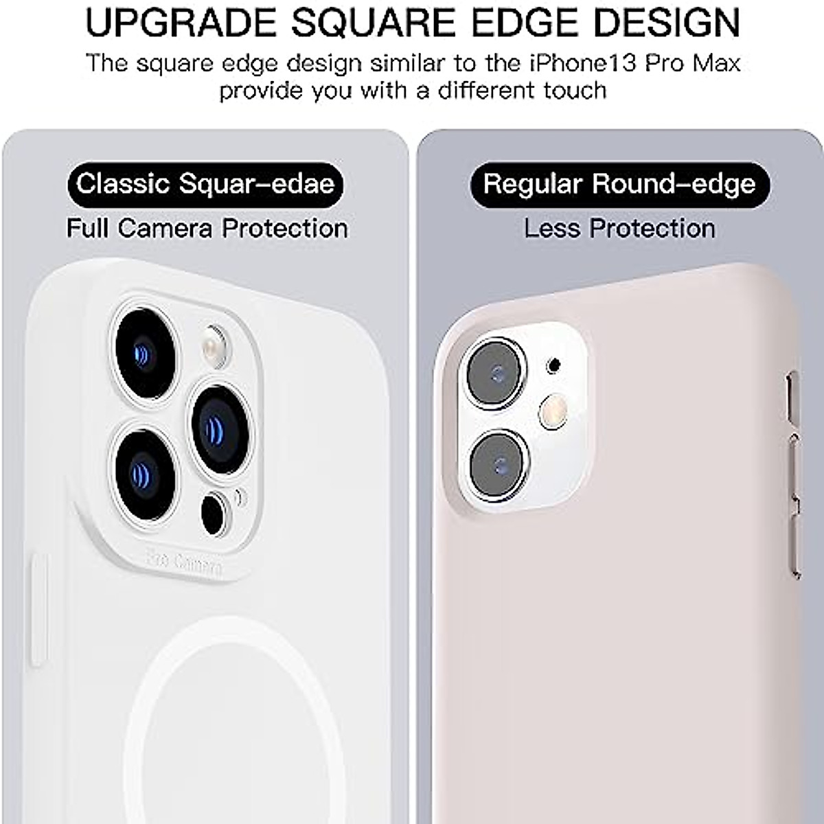 MYY Magnetic for iPhone 13 Pro Max Case,Silicone Shockproof Phone Case[MagSafe-Compatible] Soft Anti-Scratch Microfiber Lining Full Camera Lens Protection Cover 6.7'' (White)