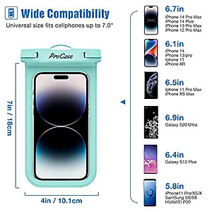 ProCase Universal Waterproof Case Phone Pouch Holder, 7 Inch Underwater Cellphone Dry Bag for iPhone 13 Pro Max Mini 12 11 Pro Max Xs XR X 8 7, Galaxy S21 S20 Pixel for Beach Swimming -Black/Green