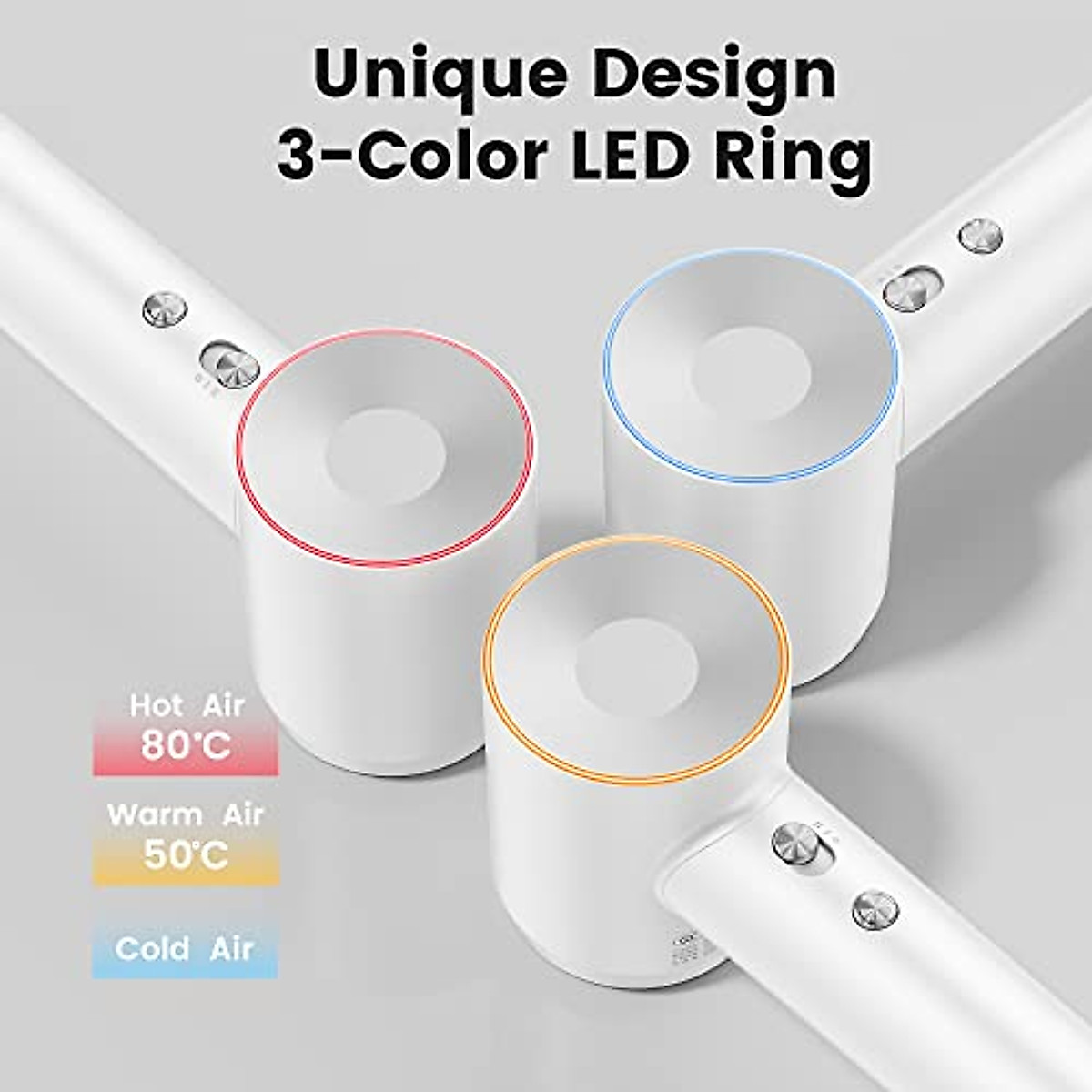 Laifen Hair Dryer, Negative Ionic Blow Dryer with High-Speed Brushless Motor for Fast Drying, Low Noise Thermo-Control Hairdryer with Magnetic Nozzle, Styling Concentrator & Diffuser (White)