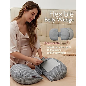 Momcozy Pregnancy Wedge Pillow for Sleeping, Portable Maternity Pillow for Side Sleeper, Support for Back, Belly, Hips for Pregnant Women, Adjustable Travel Pregnancy Pillow, Grey