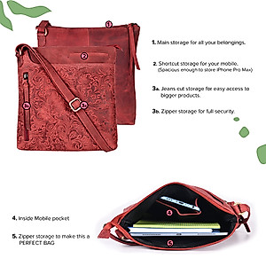 Real Genuine Leather Crossbody Bags for Women - Ladies Sling Bags Adjustable Shoulder Strap Medium Size Purses for Women