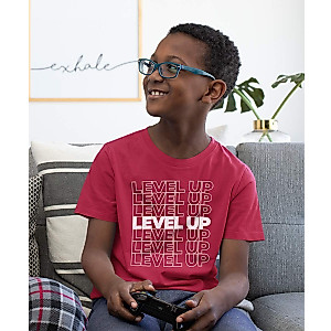 BROOKLYN VERTICAL Boys 4-Pack Short Sleeve Crew Neck T-Shirt with Chest Print | Gaming, Play, Video Gamer Prints for Sizes 6-20 Grey