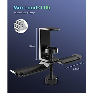 6amLifestyle Dual Rotatable Headphone Stand Hanger Under Desk Clamp Headset Holder Aluminum Load up to 11lb Headset Stand Hanger Compatible with Universal Headphones, Black 6A-13BK